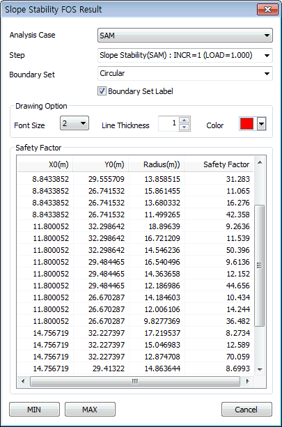 Slope Stability(SAM) Result – MIDAS Support